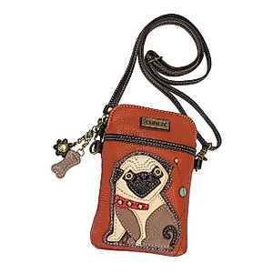 Chala Pug Cellphone Crossbody Handbag - Convertible Strap Pug Mom