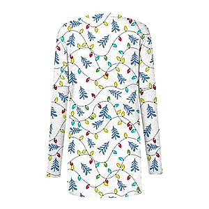 Womens Ugly Christmas Sweater,Womens Cardigan Sweaters Sexy Long Sleeve Open Front Lightweight Cardigan Oversized Vintage Gnome Graphic Xmas Sweaters Tops(D-Light Blue,XL)