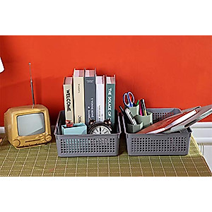 Eslite Plastic Organizing Baskets/Storage Tray Baskets,6-Pack,Gray