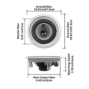 Acoustic Audio CS-IC83 In Ceiling 8" Home Theater 7 Speaker Set 3 Way 2450 Watt CS-IC83-7S
