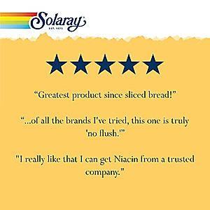 SOLARAY Niacin, No Flush 500 mg, Healthy Energy & Circulatory System Support, Vegan, 100 Servings, 100 VegCaps