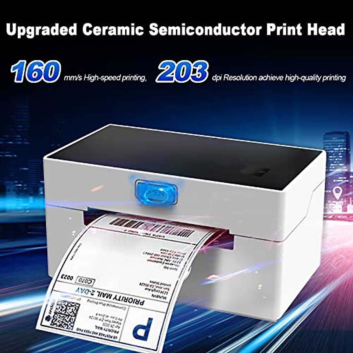 TEROW Thermal Shipping 4x6 Label Printer: Desktop Label Printers with 160mm/s High-Speed Printing and Auto Label Detection Compatible for Small Business, Warehouse and More (with a Label Holder)