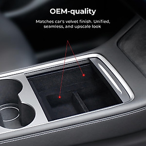 Foxpark [OEM-Look] Tesla Model Y I 3 Console Organizer Tray, Center Console Organizer, Tesla Model 3 Y Accessories 2019-2024 with Smooth Slide Technology