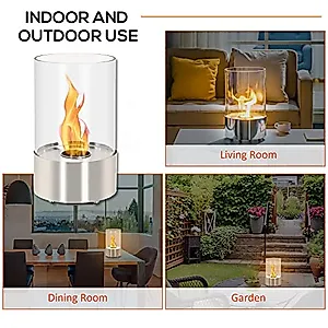 HOMCOM Ethanol Fireplace, 9" Tabletop 0.1 Stainless Steel, 160 Sq. Ft., Burns up to 1 Hour, Silver