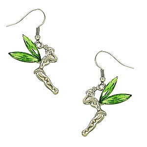 DianaL Boutique Tinkerbell Fairy Earrings Green Crystal Wings Gift Boxed Tinker Bell
