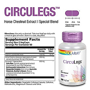 SOLARAY CircuLegs w/ Horse Chestnut Extract, Gotu Kola & More | Healthy Leg Circulation Support (60 Serv, 120 VegCaps)