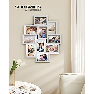 SONGMICS Collage Picture Frames, 4x6 Picture Frames Collage for Wall Decor, 10 Pack Photo Collage Frame for Gallery, Multi Family Picture Frame Set, Glass Front, Assembly Required, Cloud White