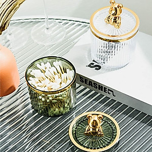 gofidin 2 Pcs Cotton Swab Holder, Luxury Bear Cotton Pad Organizer Bathroom Storage Box For Cotton Swabs Toothpick Cosmetics Jewelry Makeup Remover Pad Container