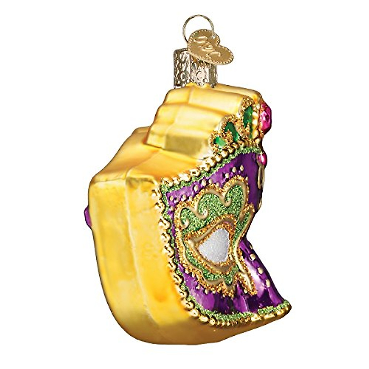 Old World Christmas 36241 Cities, Places and Landmarks Glass Blown Ornaments for Christmas Tree Mardi Gras Mask, 3 X 3 X 2.5