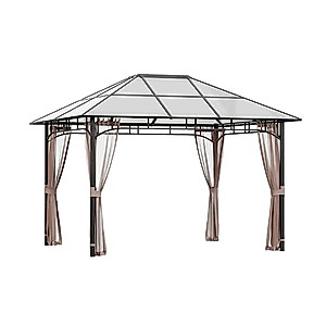 LATTOY 10' X 12' Permanent Hardtop Gazebo, Outdoor Polycarbonate Roof Pavilion Pergola Canopy for Patio, Garden