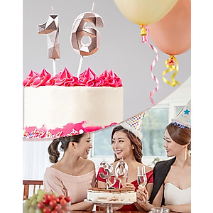 60th Birthday Candles,Number 60 Candles,Rose Gold Happy Birthday Candle for Cake,3D Design Cake Topper Decorations for Women Men Pet Birthday Party Wedding Anniversary Celebration Supplies