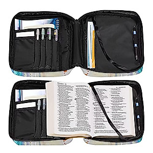 Suobstales Watercolor Horse Print Bible Cover for Women Men Bible Case Bible Bags Study Book Cover with Handle and Pocket Carrying Bible Holder Church Tote Bags