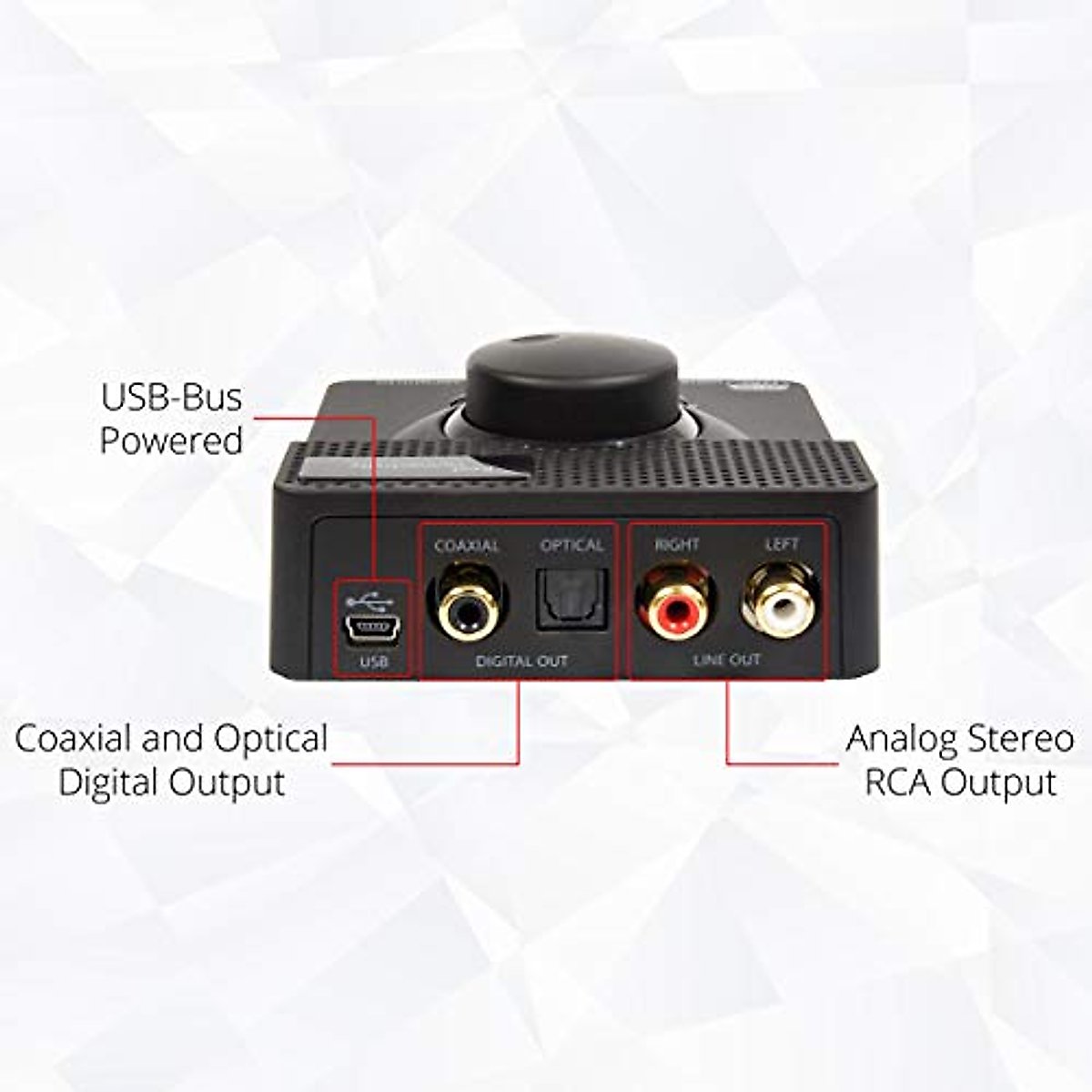 Syba Sonic 24bit 96KHz USB DAC Stereo Headphone Amplifier 2 Stage EQ Digital/Coaxial Output and RCA Output SD-DAC63116