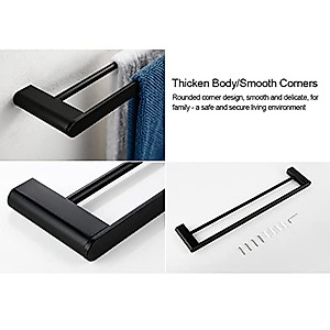 Bath Towel Bar Nordic Black 304 Stainless Steel Towel Rack, Double-bar Towel Rail, Toilet Rack, Bathroom Hardware Pendant Towel Holder (Color : 50cm)