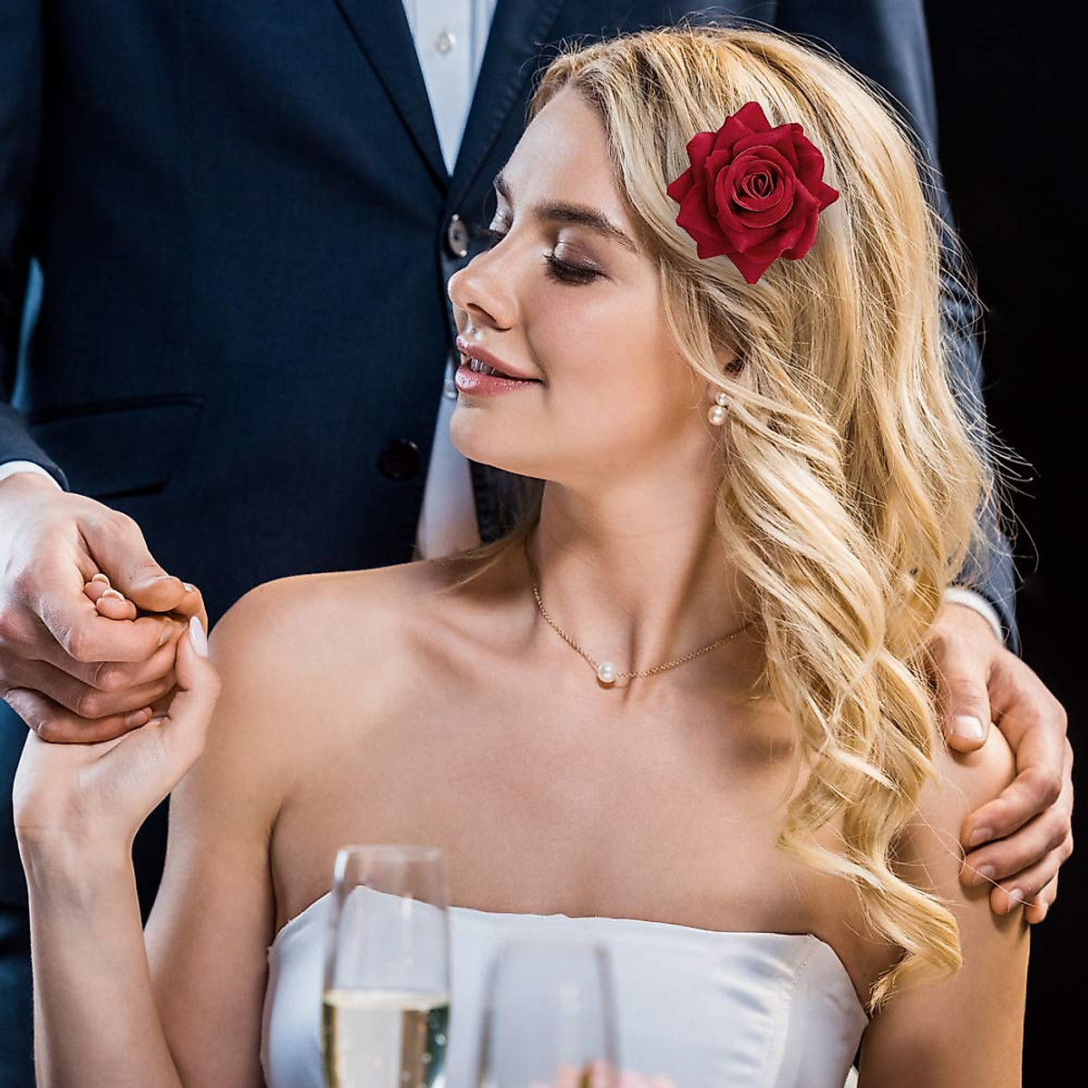 FIOBEE 2.75" Rose Hair Clip Flower Hairpin Rose Brooch Floral Clips for Woman Girl Party Wedding Pack of 3