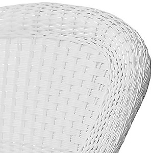 Jeco 3 Piece Wicker Chair and End Table Set without Cushion, White