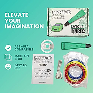 MYNT3D Basic 3D Pen [New for 2020] 1.75mm ABS and PLA Compatible 3D Printing Pen