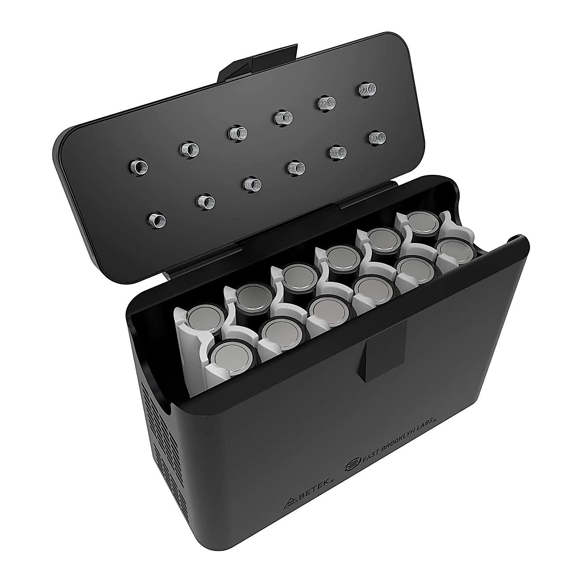 East Brooklyn Labs RadCad Battery Charger and Caddy Drop in The Caddy and Begin Charging Charges 12 AA Rechargeable Batteries Compatible with Most Caddies