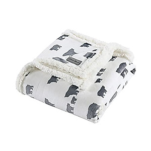 Eddie Bauer Ultra-Plush Collection Throw Blanket-Reversible Sherpa Fleece Cover, Soft & Cozy, Perfect for Bed or Couch, Bear Village