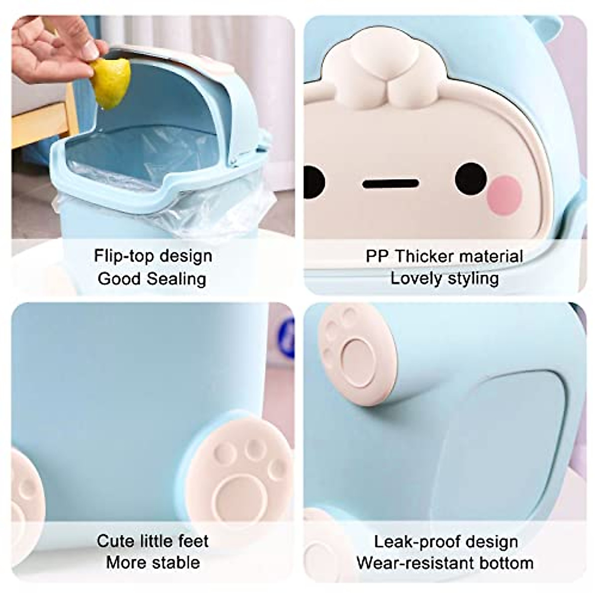 SHAIDOJIO Cute Desktop Trash Can, Creative Mini Garbage Can with 90Pcs Trash Bags, Small Desktop Plastic Waste Basket with Flip Lid for Bathrooms, Kitchens, Offices, Dressing Table (Pink)