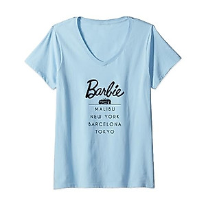 Barbie Tour Malibu New York Barcelona Tokyo V-Neck T-Shirt