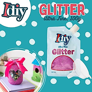 iDIY Ultra Fine Glitter (100g, 3.5 oz Pouch) w Easy-Pour Bag & Funnel- Steel Blue Extra Fine-Non-Toxic, DIY Arts & Crafts, School Projects, Festivals, Sparkle Decorations, Resin, Gift, Summer Camp