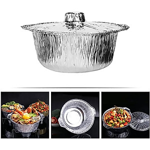 Aluminum Round Foil Pan Disposable Cooking Pots,8 Inch Disposable Aluminum Pots with Lids,Aluminum Foil Pots for Cooking,Disposable Food Container for Baking Cooking (5 Pcs)