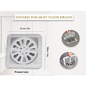 30PCS Pack 4" X 4" Disposable Shower Drain Hair Catcher, Floor Drain Sticker, Bathroom,Bathtub,Sink, Kitchen,Drain Mesh Cover,Drain Mesh Strainer