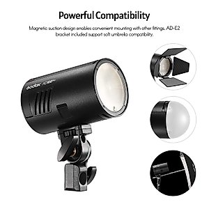 GODOX AD100Pro Studio Flash Light OLED Screen 5800K 1/8000s Sync TTL/Multi/M Flash Built-in 2.4G Wilreless X System 5 Groups 32 Channels with Rechargeable 2600mAh Battery with Godox S2 Flash Bracket