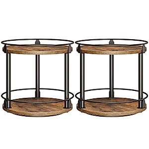 YATINEY Spice Rack, Set of 2 Lazy Susan Organizer, 2-Tier Turntable Organizer, Rotating Spice Rack Organizer For Cabinet, Compact and Versatile, for Kitchen Countertop, Rustic Brown SR22L2BR