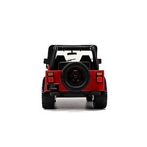 Jada Toys Just Trucks 1:24 1992 Jeep Wrangler Die-cast Car Red/Black with Tire Rack, Toys for Kids and Adults