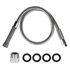 TNROTED 44 Inch Pre Rinse Sprayer Hose with Heat Resistant Handle for Commercial Kitchen Sink Faucet, Stainless Steel Commercial Pre Rinse Kitchen Dish Spray Faucet Hose Replacement Parts