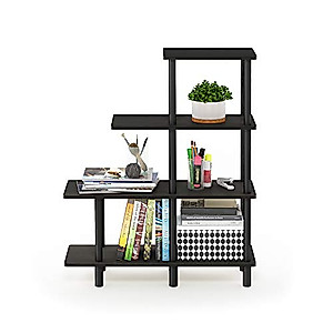 FURINNO Turn-N-Tube 4-Tier Cube Ladder Shelf, Espresso/Black