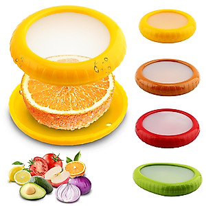 JIANWEI Avocado Storage Container-4pcs Fruit and Vegetable Storage Containers, Reusable Refrigerator Lemon Keeper Onion Storage Containers With Lid Easy To Clean For Apples, Tomato(4)