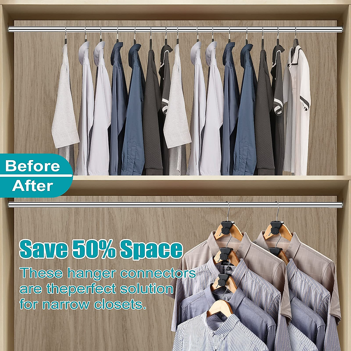SUHERCBD 40 Pc Value Pack Space Saving Hanger Hooks, AS SEEN ON TV,Ultra Premium Hanger Hooks Triple Closet Space,Cascade Hangers to Create Up to 5X More Closet Space (Black Cat 2 in)