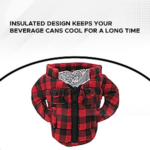 Gadgetime USA Can Cooler Vest - Insulated Beverage Cooler - Can Cover - Reusable Zip Up Can Jacket - Summer Drink Holder - Cotton Sleeve for Canned Beverages & Beer - Funny Gift for Friends & Family