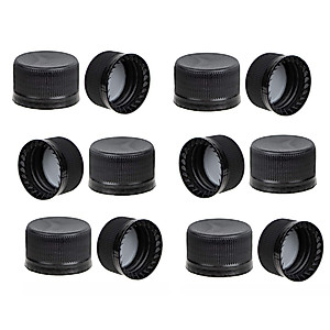 12PK Black Tamper EVIDENT Screw CAPS 28/400 Plastic TE Screw Top Caps for PET Bottles Flasks Boston Round and Wine Bottles to fit Most 28mm CT (Continuous Thread)