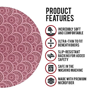 Shape28 Oval Mat Ultra-Thin Dark Red Half Round Mat Kitchen Runner Rug 35"x23"Soft Microfiber with Non Slip Rubber Backing, Dark Soft Microfiber Top Anti Slip Backing and Machine Washable,Burgundy