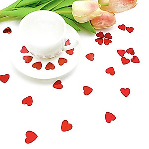 Heart Confetti Red Valentine's Day Table Confetti Metallic Foil for Party Wedding Happy Birthday Baby Showe Bridal Shower Festival Theme Party Decorations Supplies 1.6oz / 1000 Pieces(Red)
