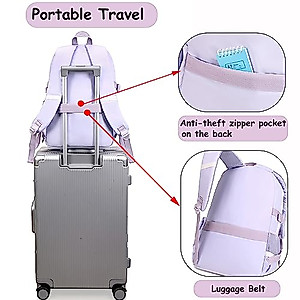 Makukke School Backpacks for Teen Girls - Laptop Backpacks 15.6 Inch College Cute Bookbag Anti Theft Women Casual Daypack,Purple Backpack