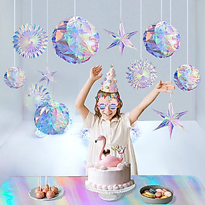 OUZHUHUI Wedding Party Decorations - 9magic Laser Tissue Balls and Stars for Gender-Neutral Baby Showers, Retro Parties, Birthdays,Bridal Showers, Christmas, Country Wedding Decorations