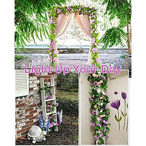 10 Pack/78.7 FT(Total) Flower Garland Rose Vine, SHITIME Lifelike Silk Artificial Hanging Flower Vines Rose Garland for Wedding Arch Bedroom Party Home Garden Wall Hotel Office Decor (Purple)