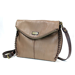 Chala Charming Crossbody Bag with Zipper Flap Top and Metal Chain - Light Brown - Chala Fox