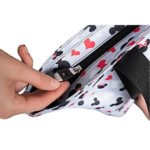 Disney Tote Mickey & Minnie Mouse Icon Print Zipper Travel Bag (Grey)