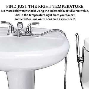 Handheld Shower with Faucet Douche Attachments, Shower 3 Heads in Aluminium - with Faucet Splitter, 59 inch Hose and Hook up Toilet or Wall Mount