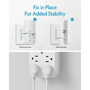Anker Outlet Extender and USB Wall Charger, 6 Outlets and 2 USB Ports, 20W USB C Power Delivery High-Speed Charging iPhone 15/15 Plus/15 Pro/15 Pro Max, Multi-Plug for Dorm, Home, and Office, White