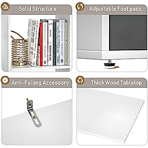 Unikito Bookshelf with Drawer Free Standing Bookcase, Office Storage Shelf Organizer with 7 Open Book Shelves, Industrial Wood Book Case Display Rack for Bedroom, Living Room, Home Office, White