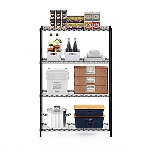 Furinno Wayar 4-Tier Metal Storage Shelf Rack, 36 x 14 x 54, Black