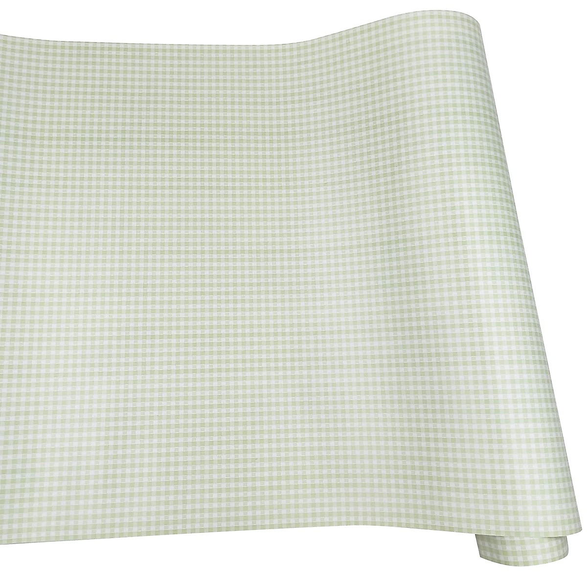 Yifasy 19.7 Feet Roll Green Plaid Shelf Liner Peel and Stick Furniture Shelving Paper Vinyl Wallpaper Cabinet Sticker (M-236.2x17.7 Inch)