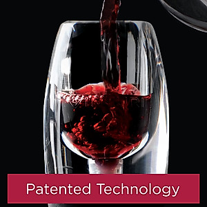 Vinturi Deluxe Essential Red Wine Pourer and Decanter Tower Stand Set Easily and Conveniently Aerates by The Bottle or Glass and Enhances Flavors with Smoother Finish, Black